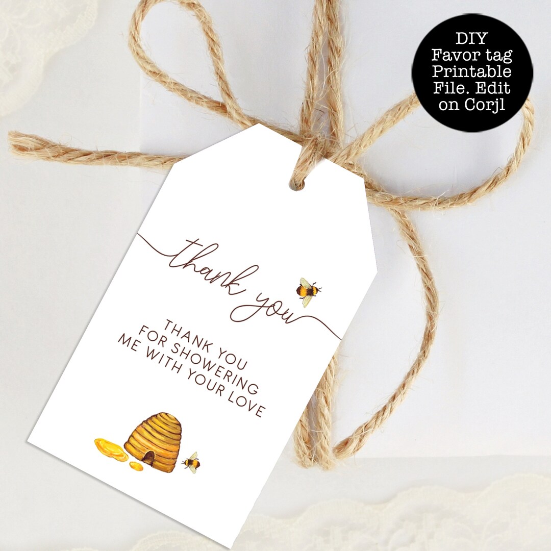 Bee Thank You Favor Tags: Editable Printable Gift Tags (instant ...