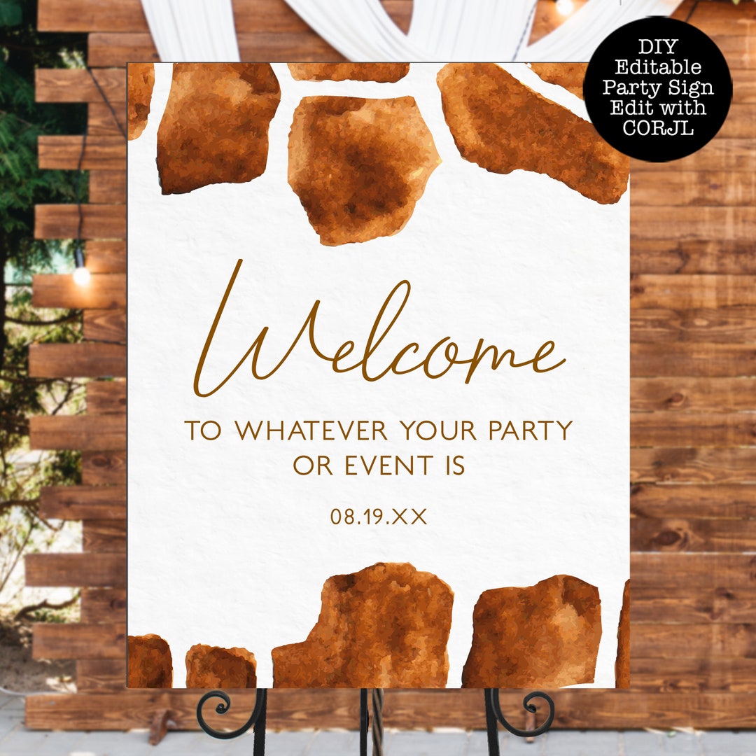 Animal Print Welcome Sign, Safari Themed Sign, Printable Sign, Instant ...
