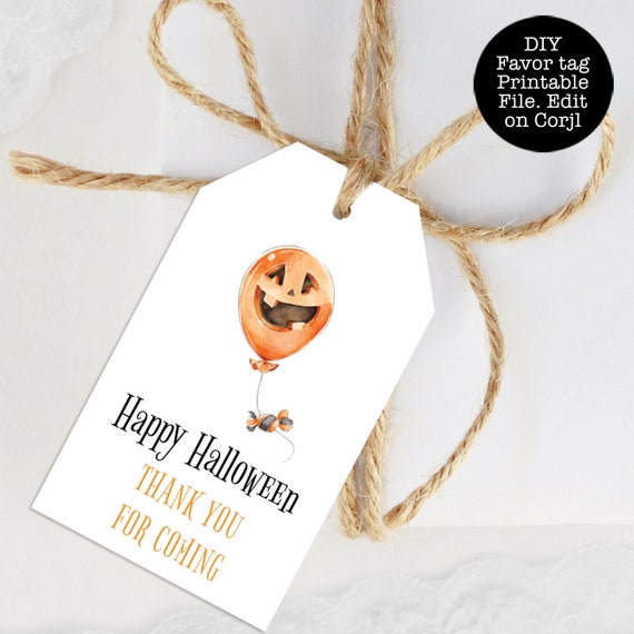 Halloween Treat Tags, Pumpkin Gift Tags, Editable Favor Tags, Printable ...
