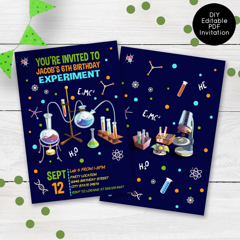 Mad Science Party Birthday Invitation Science Lab Birthday - Etsy