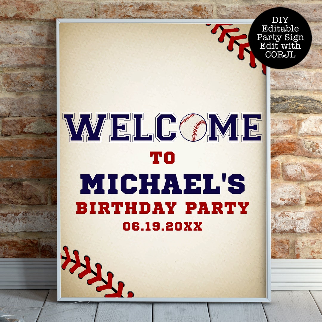 Baseball Welcome Sign, Printable Sign, Custom Baseball Welcome Sign ...