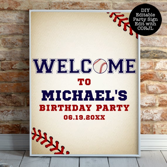 Baseball Welcome Sign, Printable Sign, Custom Baseball Welcome Sign ...