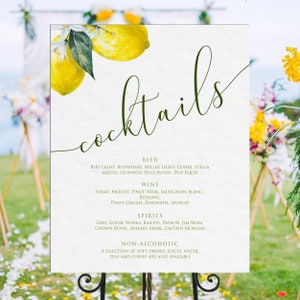 Lemon Drink Menu Sign, Lemonade Stand Signs, Lemon Menu Template ...