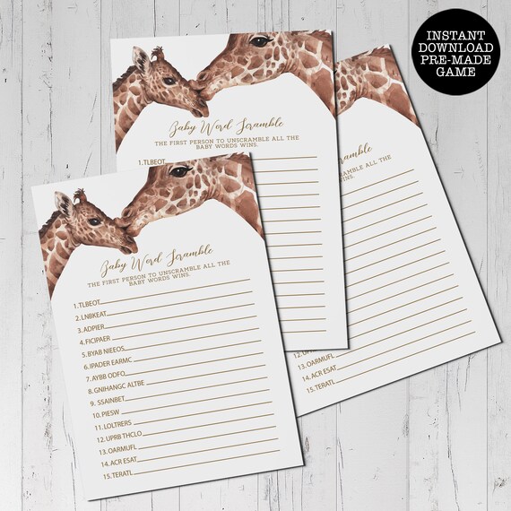 Baby Shower Scramble, Instant Download, Shower Game, Printable Game ...