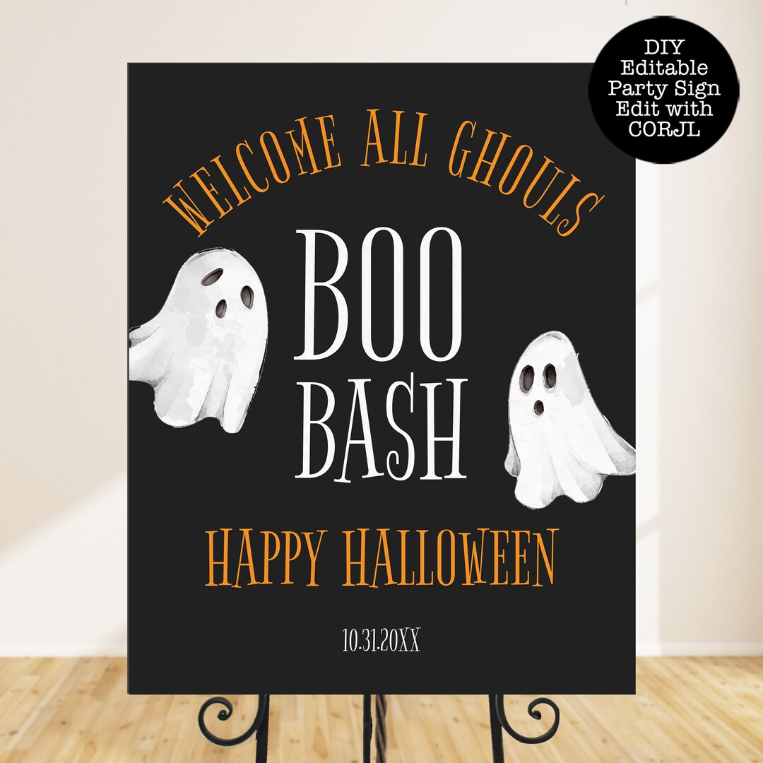 Ghost Halloween Welcome Signs, Boo Bash Signs, Ghost Signs, Party Signs ...