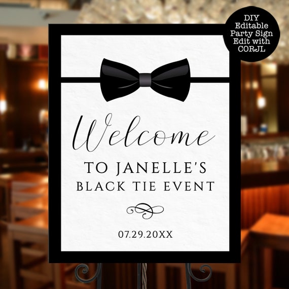 Modern White and Black Welcome Sign, Printable Party Sign, Instant ...