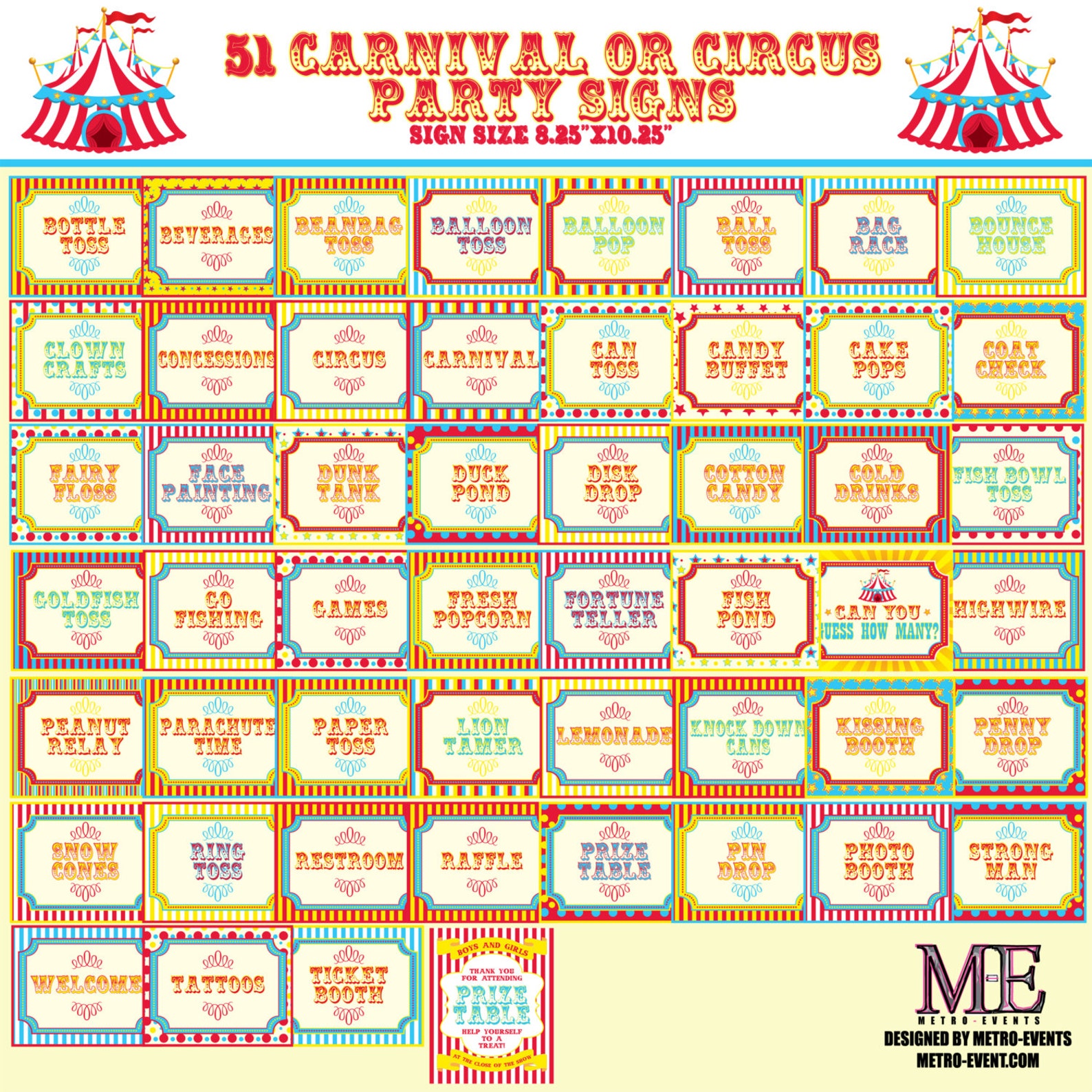Carnival Signs 51 Carnival Party Signs Printable Carnival | Etsy