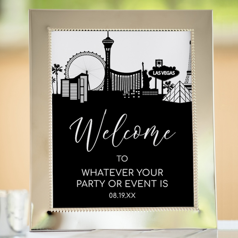 Las Vegas Themed Welcome Signs Vegas Welcome Sign Printable | Etsy