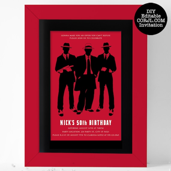 Mob Party Invitations, Mobster Invitations, Mafia Invitations, Adult ...