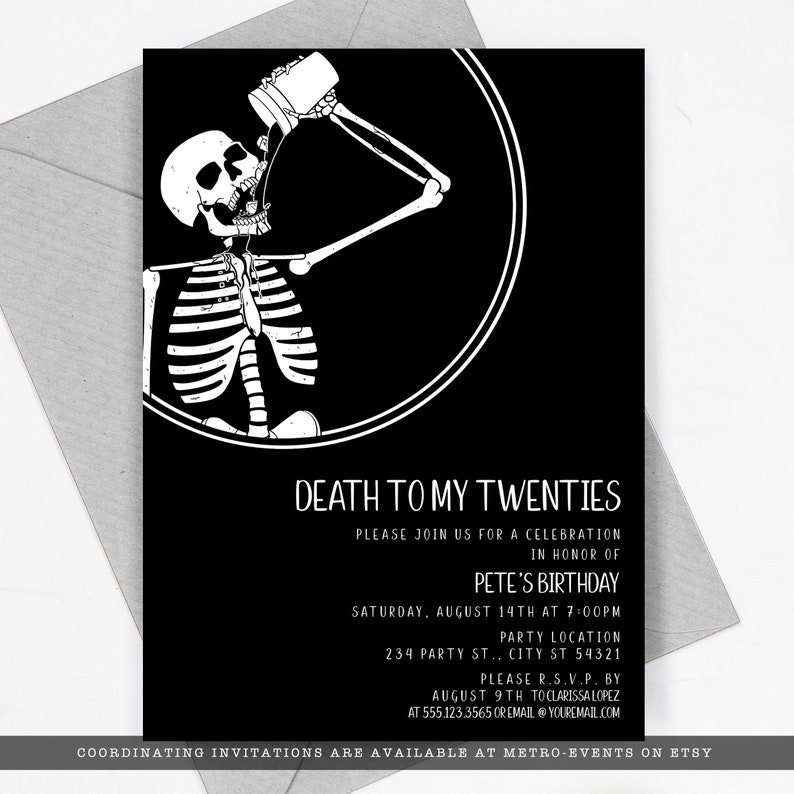 Printable Gift Tags Printable Skeleton Death to My 20s Gift - Etsy Hong ...