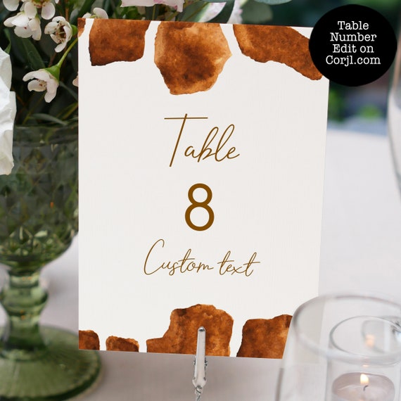 Safari Table Number, Animal Print Table Decor, Printable Table Number ...