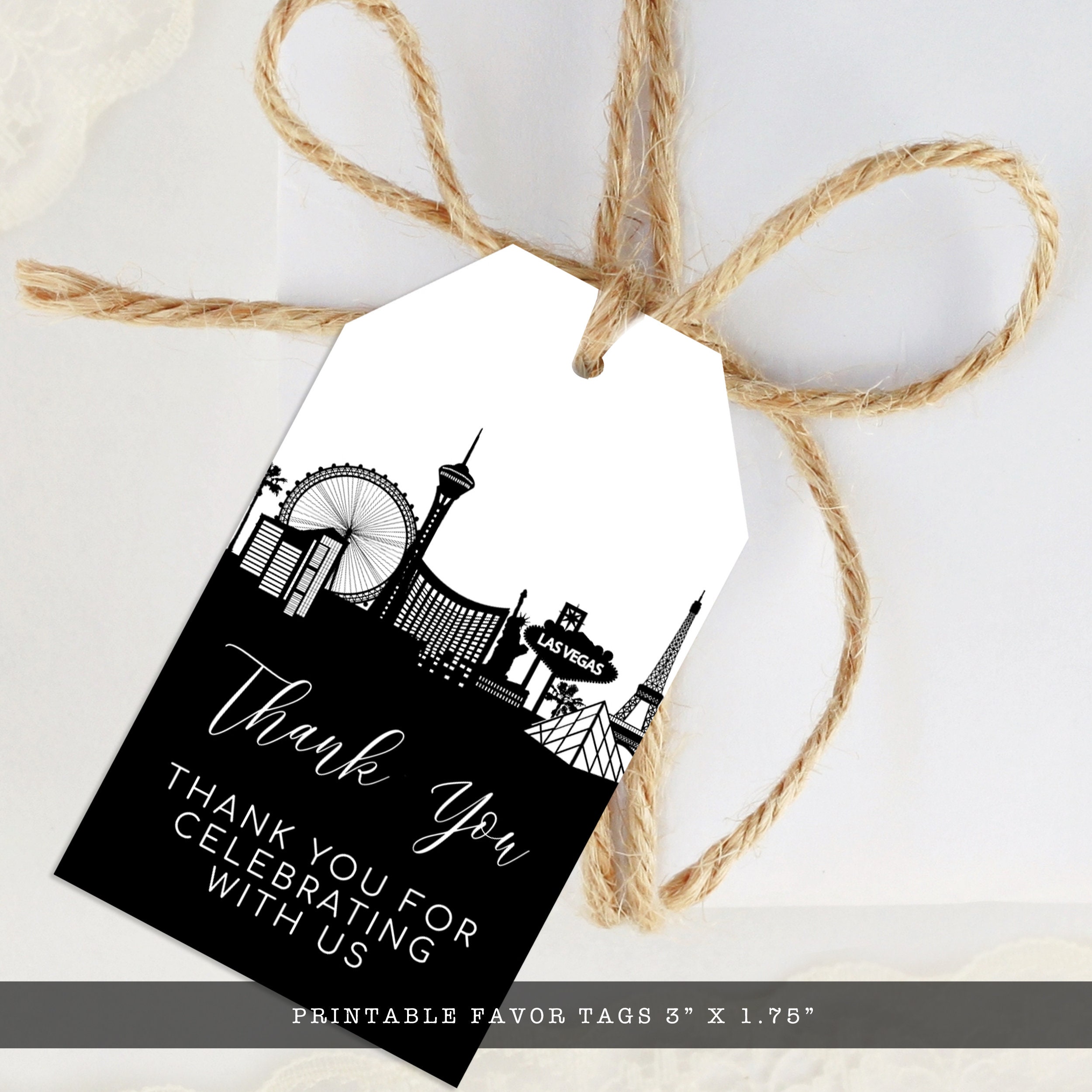 Las Vegas Skyline Favor Tag Vegas Gift Tags Editable Gift | Etsy
