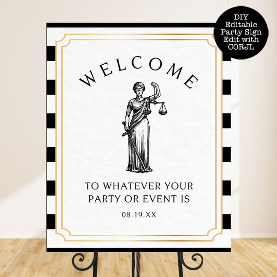 Judge and Law Retirement Party Sign, Printable Welcome Sign, Editable ...