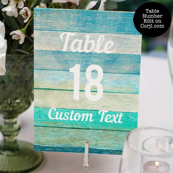Beach Themed Table Number, Surfing Themed Table Decor, Printable Table ...