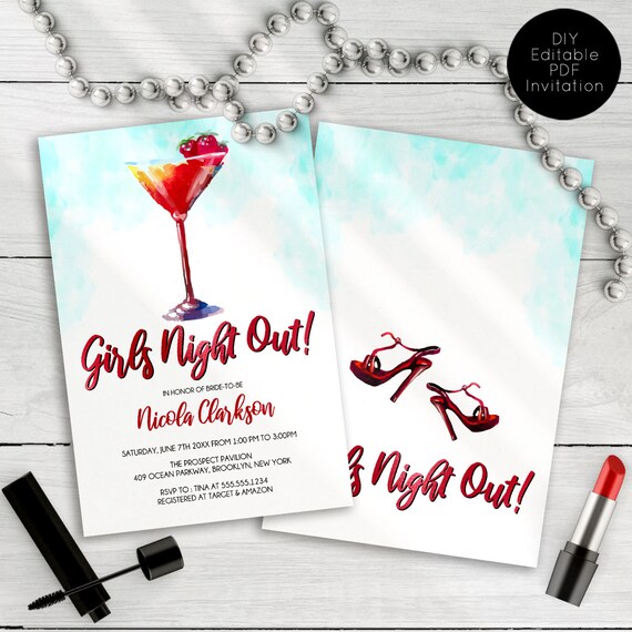 Girls Night Out Invitations, Bachelorette Party Invitations, Girls ...