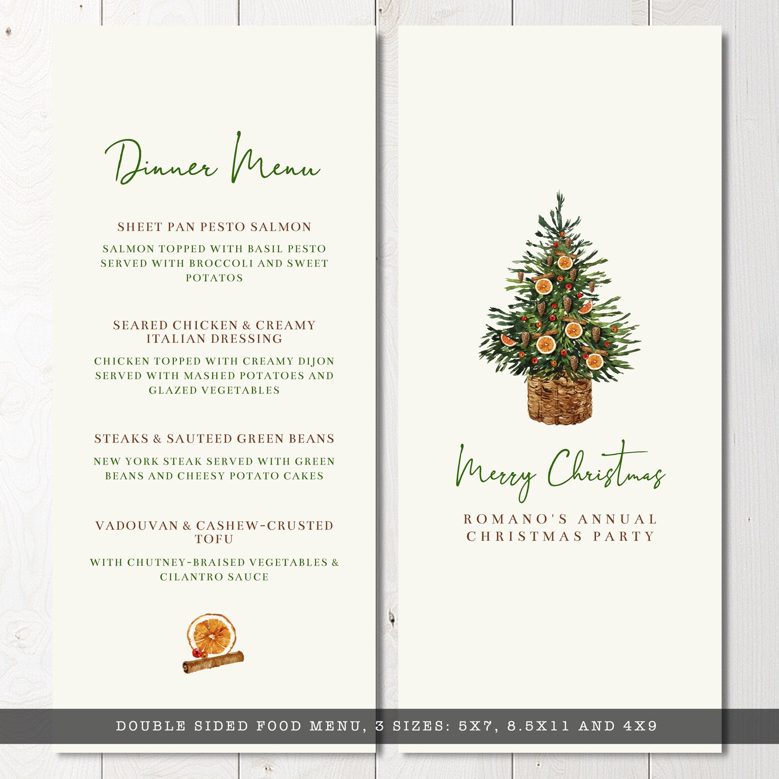 Christmas Tree Menu Dinner Party Menu Holiday Food Menu - Etsy