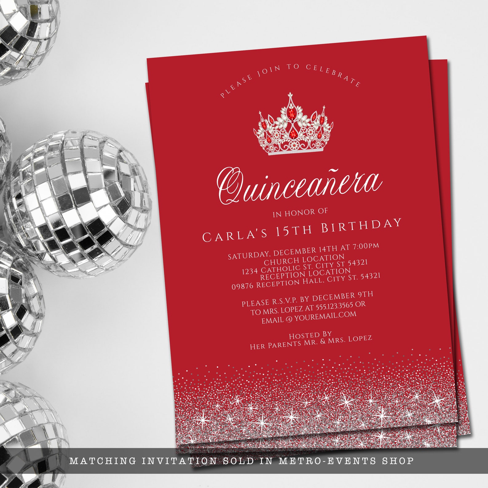 Red and Silver Welcome Sign Printable Sign Silver Glitter - Etsy