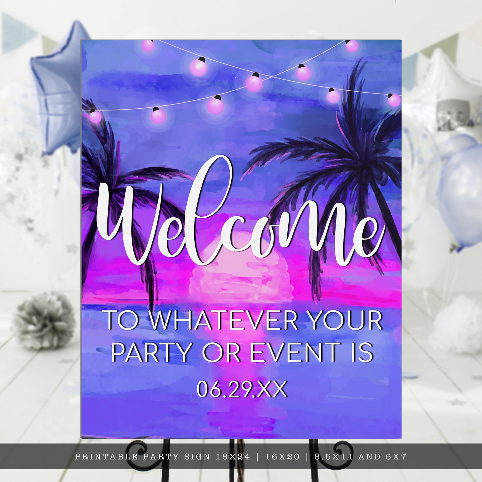 Blue Sunset Welcome Sign Tropical Sunset Welcome Signs - Etsy