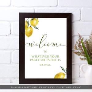 Lemon Welcome Signs, Lemon Themed Party Sign, Editable Party Sign ...