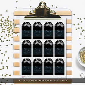 Editable Silver and Black Printable Thank You Tags, Vegas Themed Favor ...