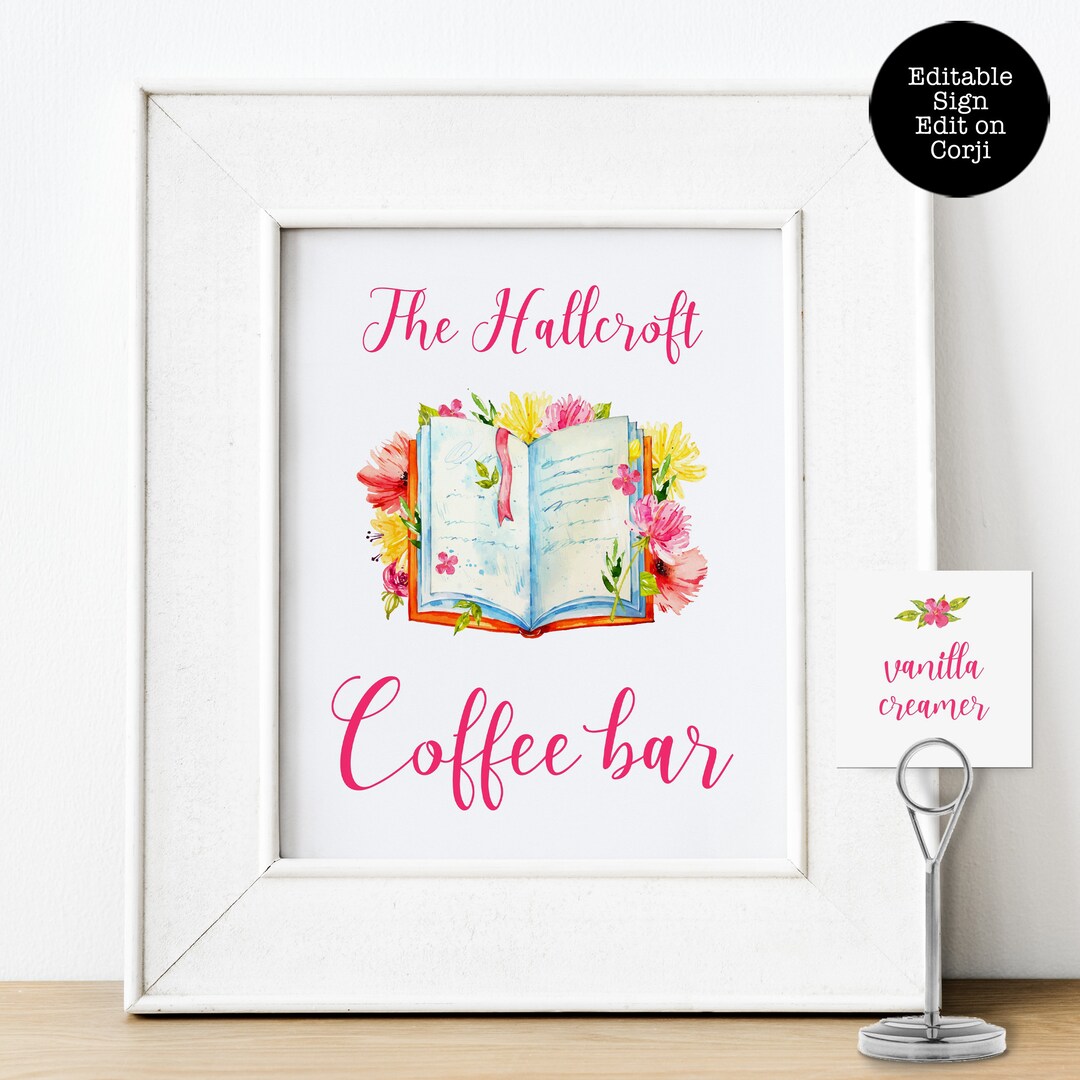 Floral Coffee Bar Sign, Printable Coffee Bar Signs, Printable Signs ...