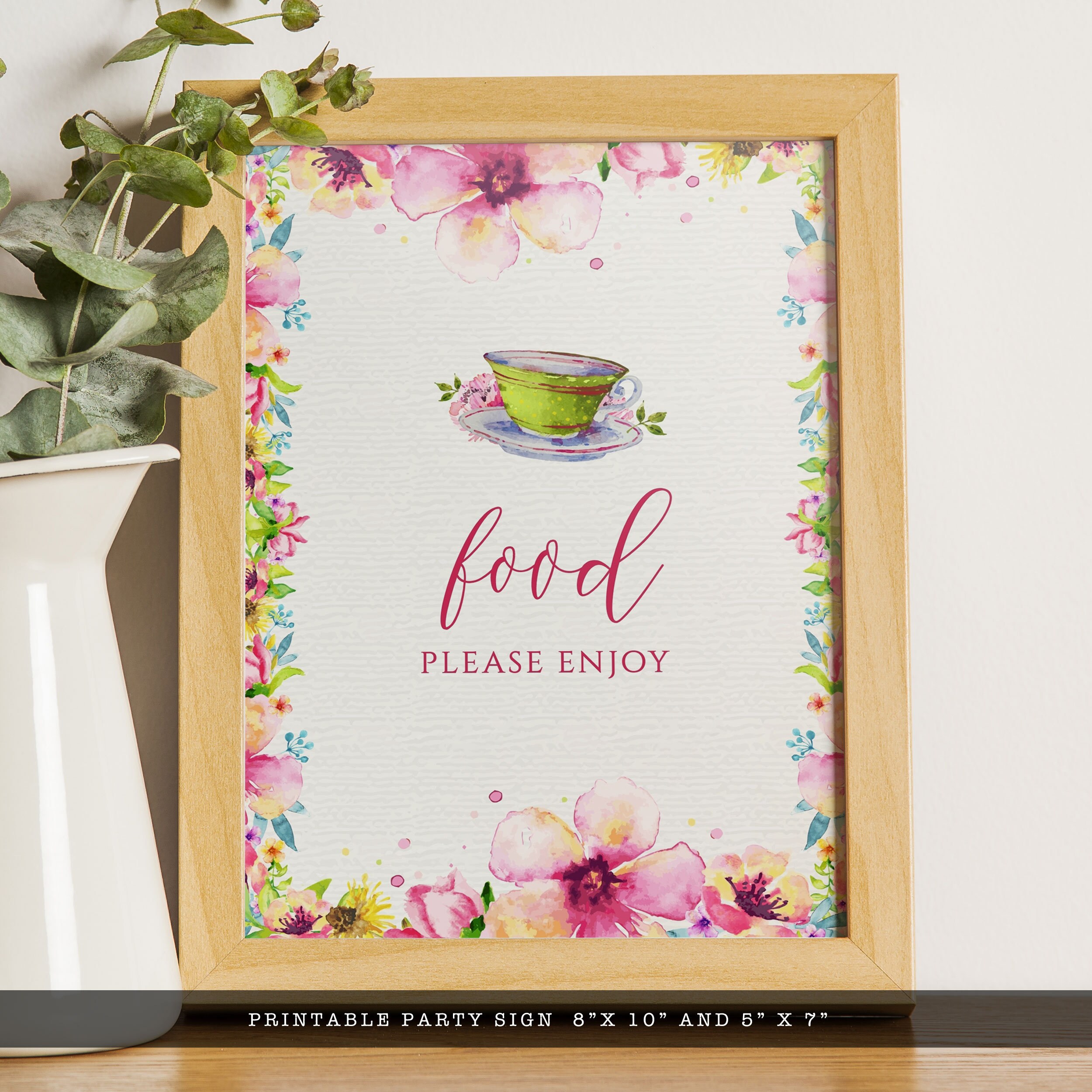 Floral Tea Party Food Sign Printable Signs Instant Download | Etsy