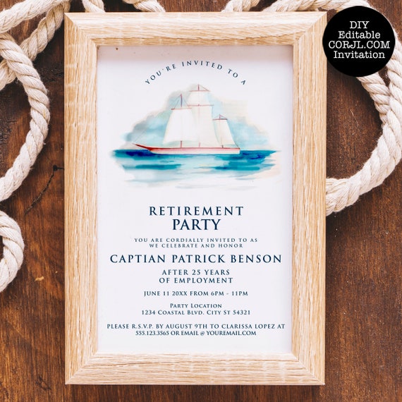 Sailing Retirement Party Invitations Sail Retirement - Etsy