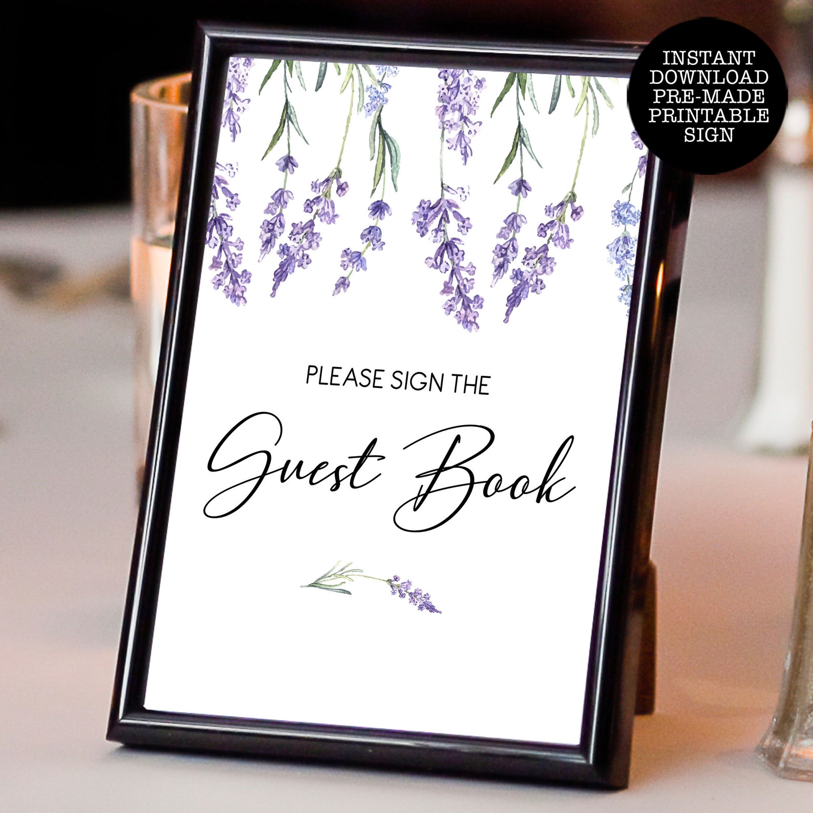 Country Lavender Guest Book Sign Bridal Shower Sign | Etsy