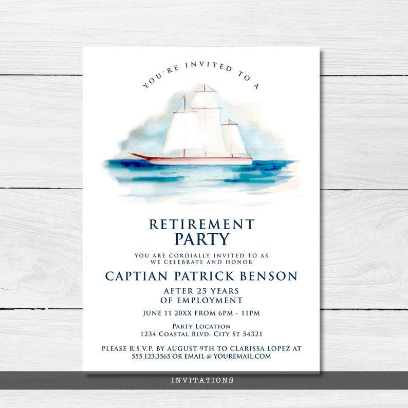 Sailing Retirement Party Invitations Sail Retirement - Etsy