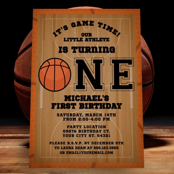 Basketball First Birthday Invitation, Sports Birthday Invite, Boys ...