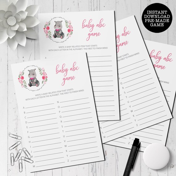 ABC Baby Shower Game, Instant Download, Shower Game, Printable Games ...