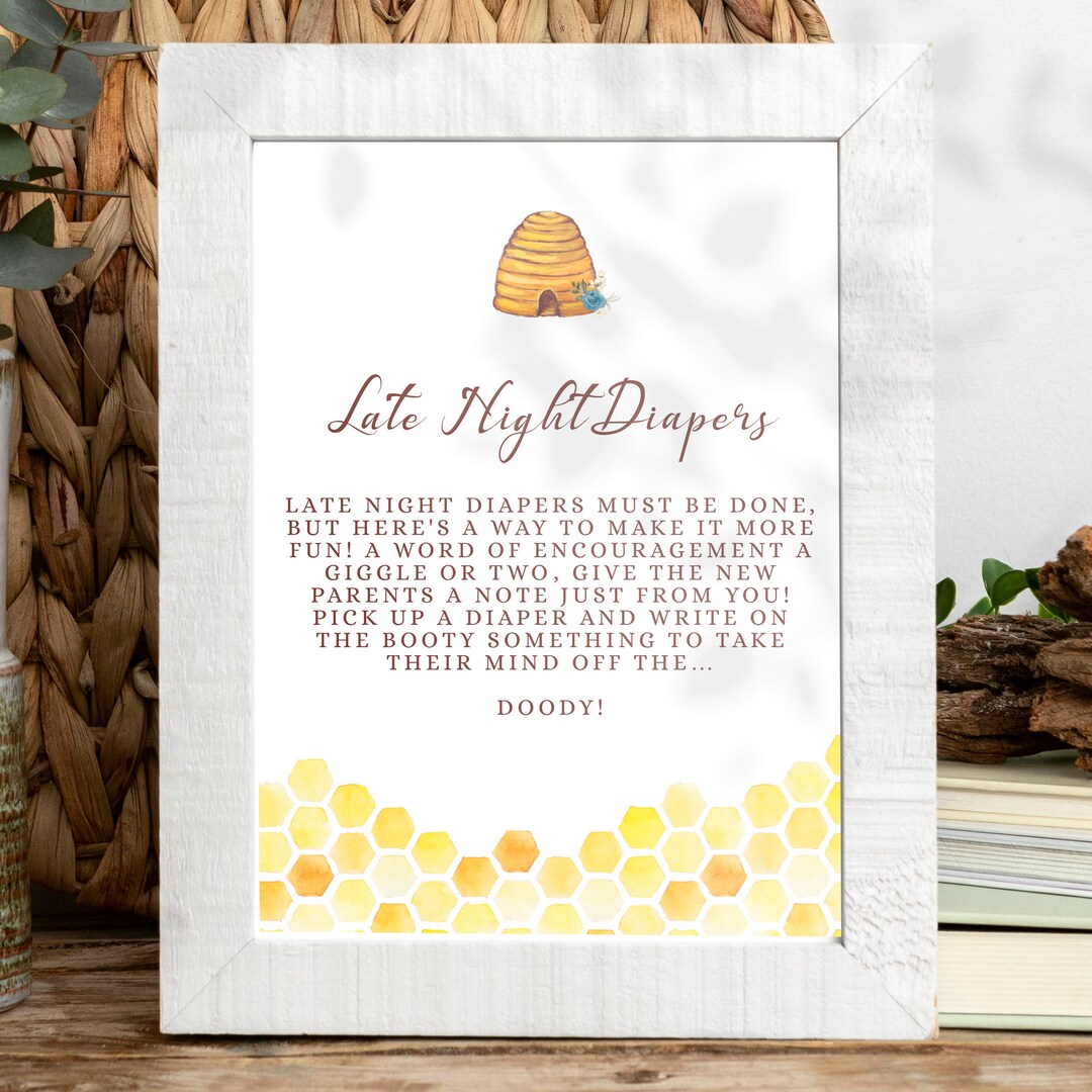 Editable Late Night Diaper Sign, Honeycomb Bee Signs, Instant Download ...