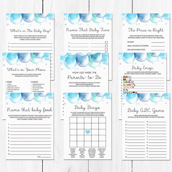 Blue Balloon Baby Shower Games, Unisex Baby Shower Games, Baby Shower ...