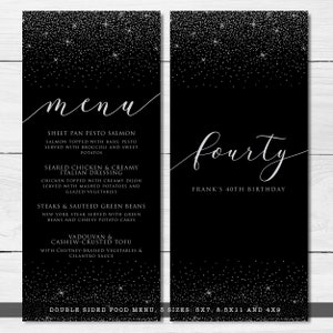 Silver Glitter Themed Food Menu, Glitter Dinner Menu, Food Menu, Dinner ...