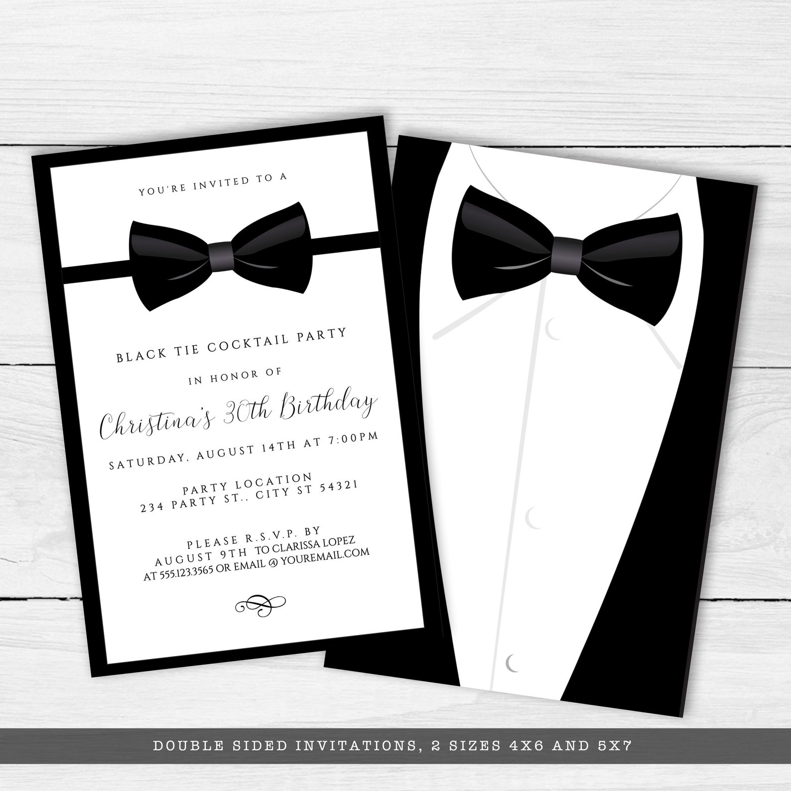 Black Tie Party Invitations: Tuxedo Theme (printable) - Etsy