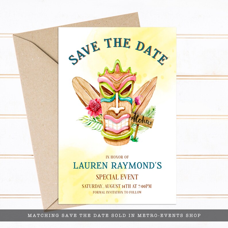 Editable Photo Birthday Invitation Tiki Photo Invite - Etsy