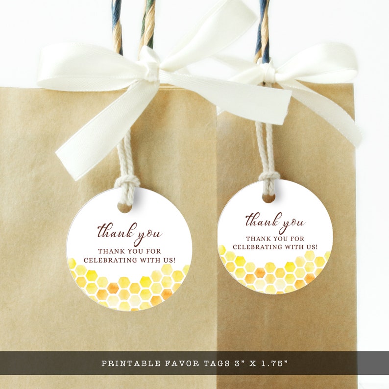 Printable Honeycomb Bee Themed Gift Tags Customizable Editable Corjl ...