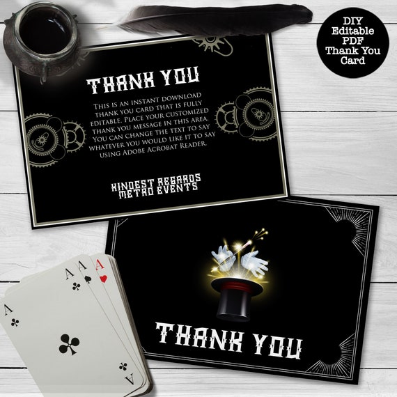 Magic Thank You Cards, Magical Thank You Notes, Instant Download, PDF ...