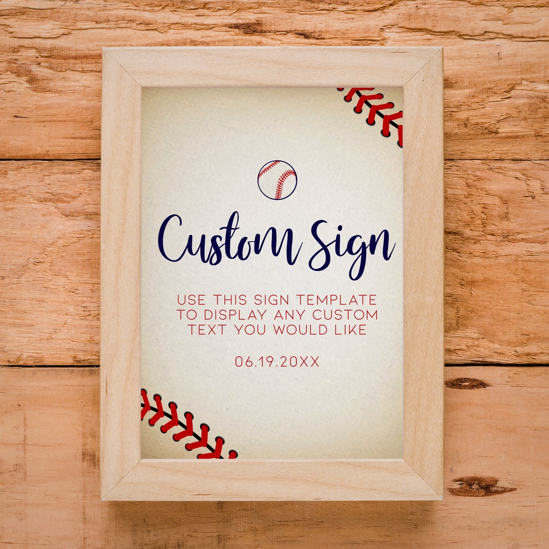 Custom Baseball Sign, Printable Sign, Welcome Sign, Editable Sign ...