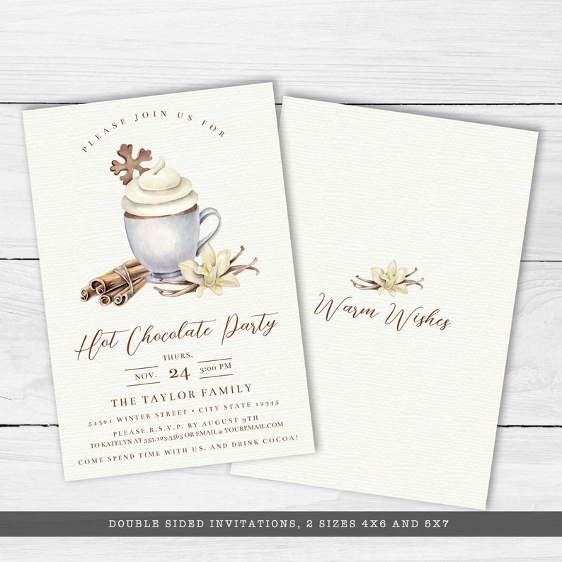 Hot Chocolate Invitations Christmas Invitations Editable - Etsy