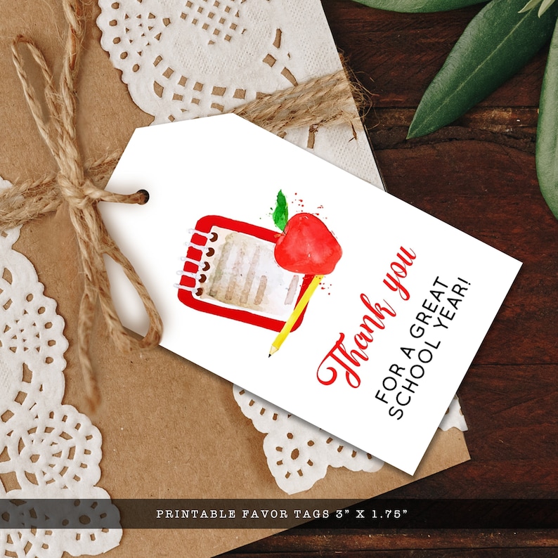 School Themed Printable Thank You Tags Teacher Favor Tags | Etsy