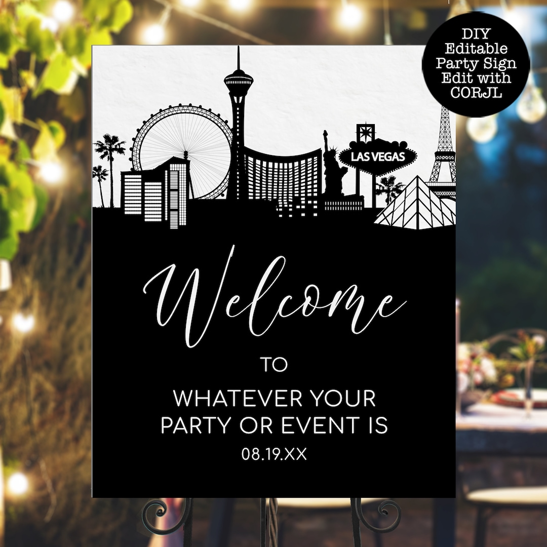Las Vegas Themed Welcome Signs, Vegas Welcome Sign, Printable Party ...