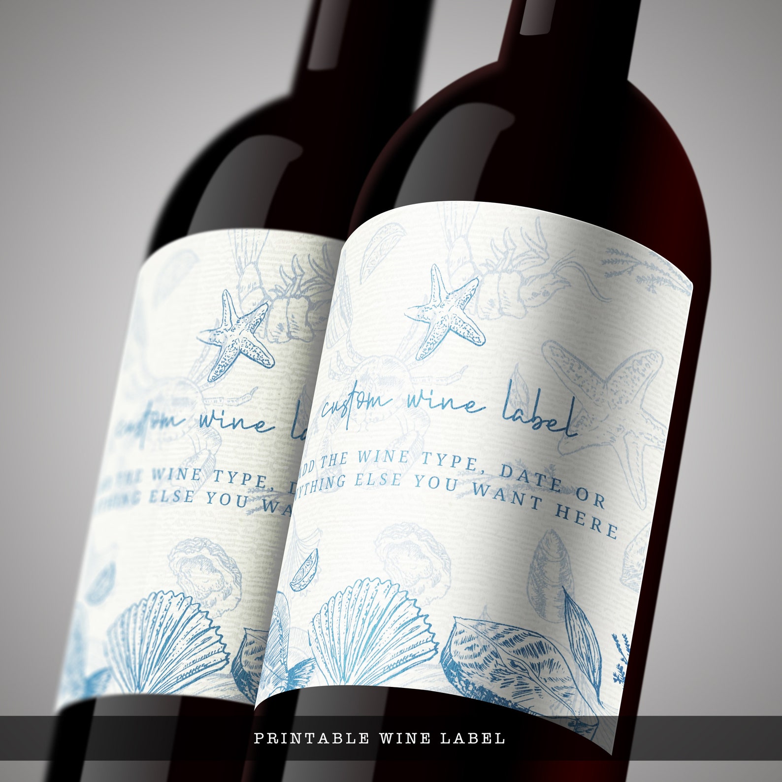 Beach Wine Labels Printable Wine Label Custom Wine Labels - Etsy