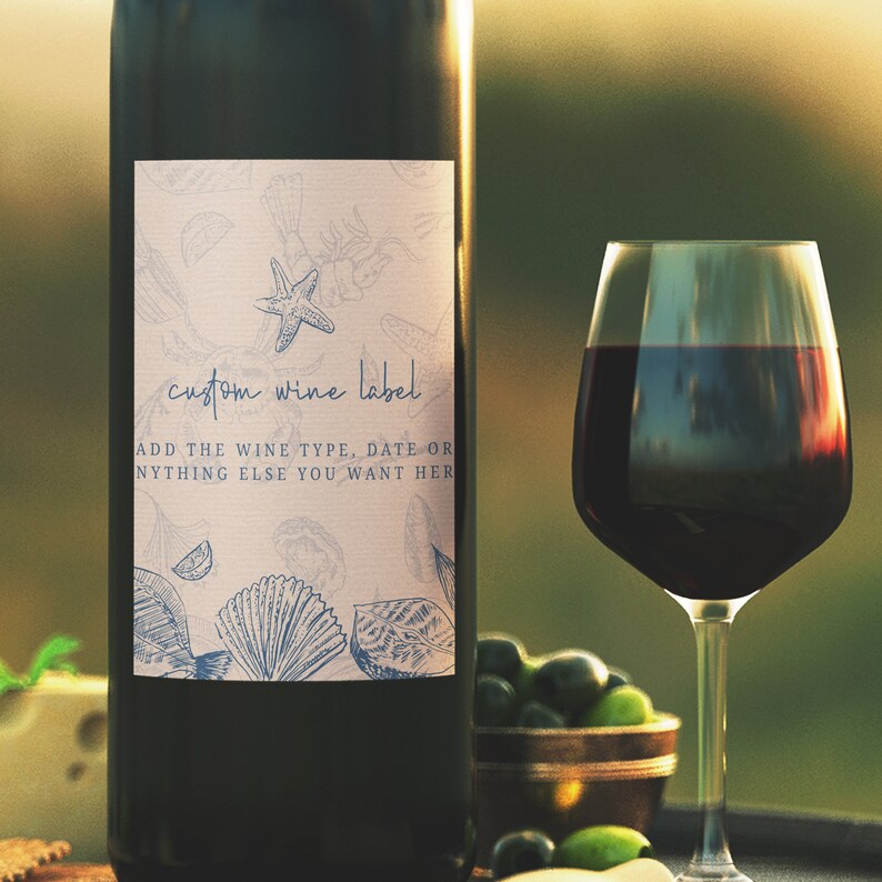 Beach Wine Labels Printable Wine Label Custom Wine Labels - Etsy