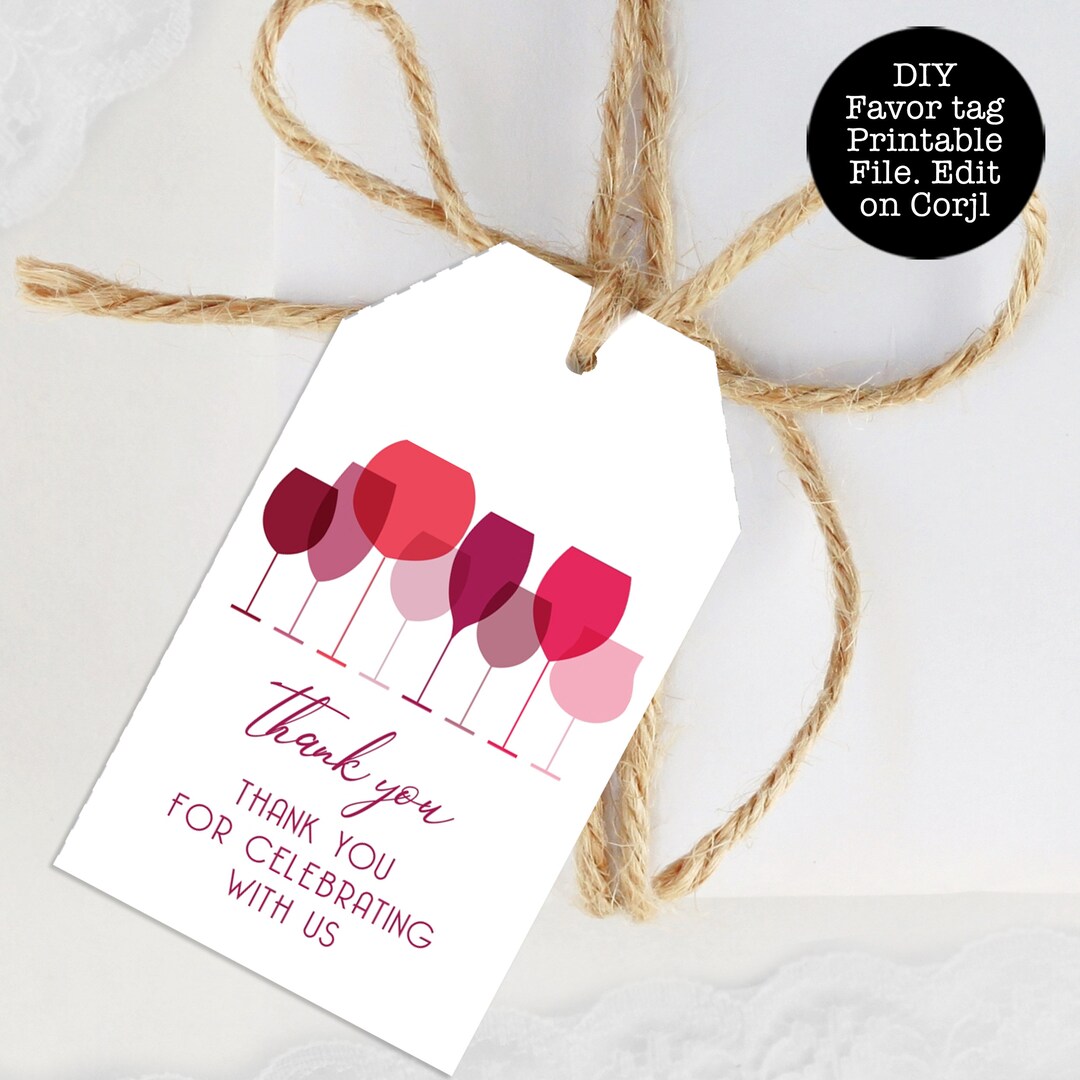 Red Wine Tasting Favor Tags, Wine Party Favor Tag, Wine Night Favor Tag ...