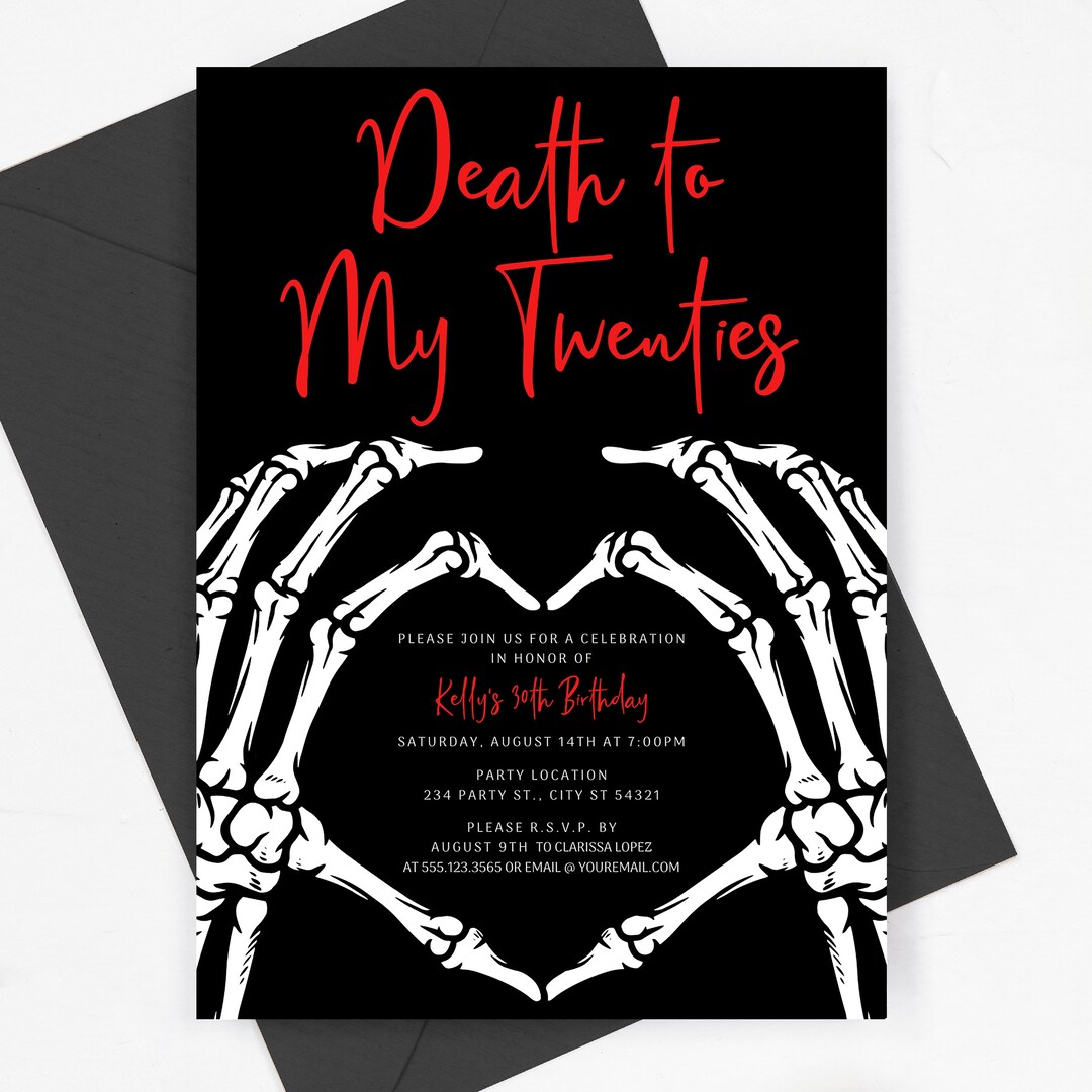 Printable 30th Birthday Death to My Twenties Invites Editable Death to ...