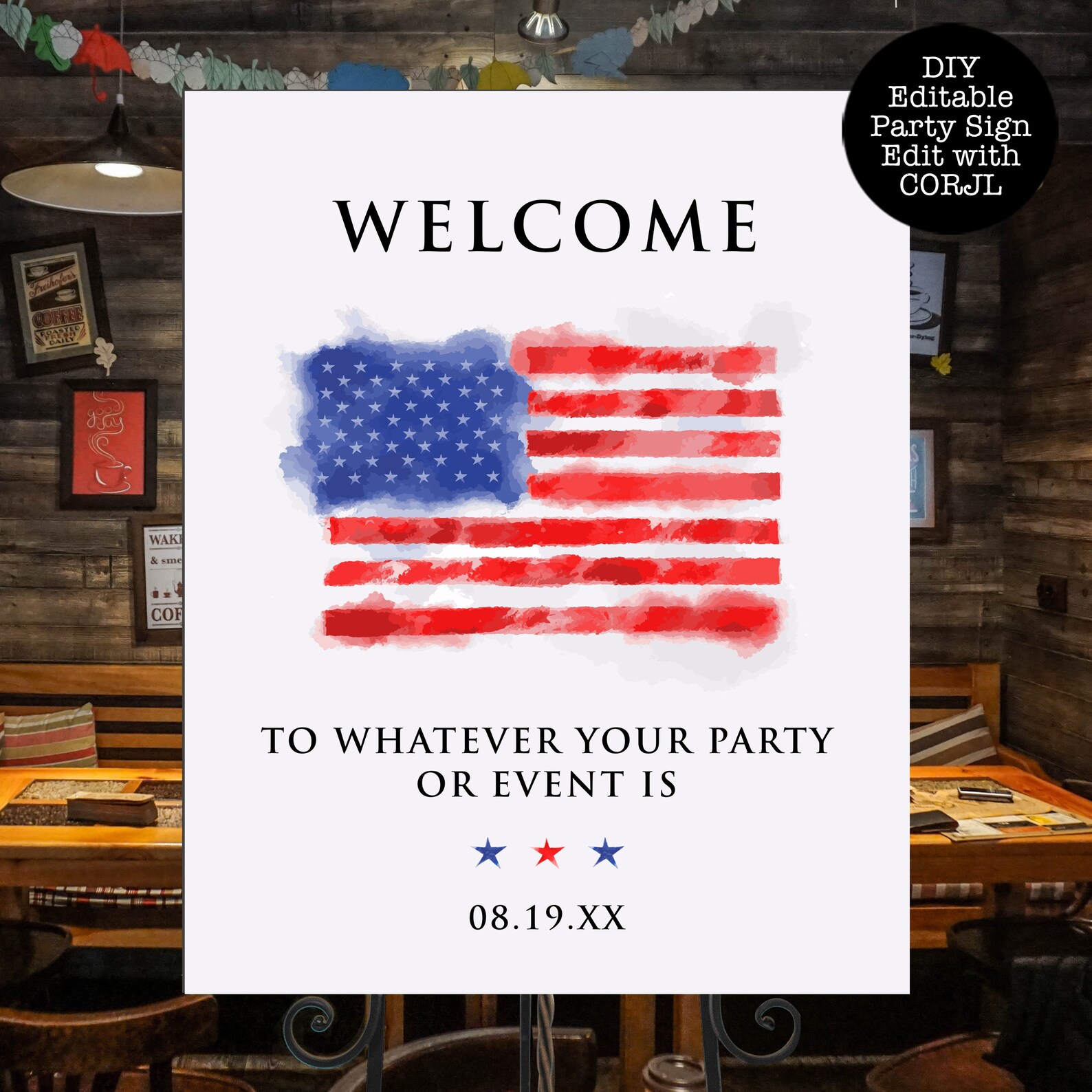 American Flag Signs Printable Welcome Signs Editable Welcome - Etsy
