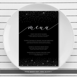 Silver Glitter Themed Food Menu, Glitter Dinner Menu, Food Menu, Dinner ...