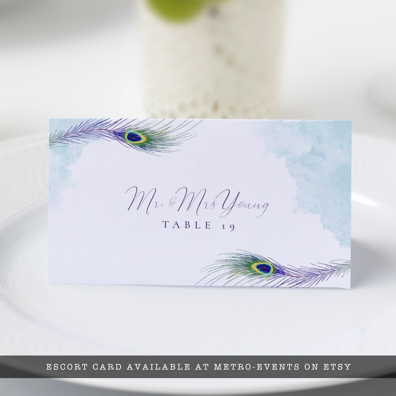 Peacock Food Menu Purple Feather Menu Boho Custom Dinner | Etsy