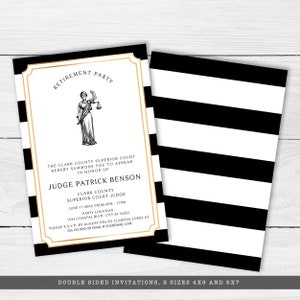 Judge Retirement Party Invitations: Lady Justice Design (instant ...